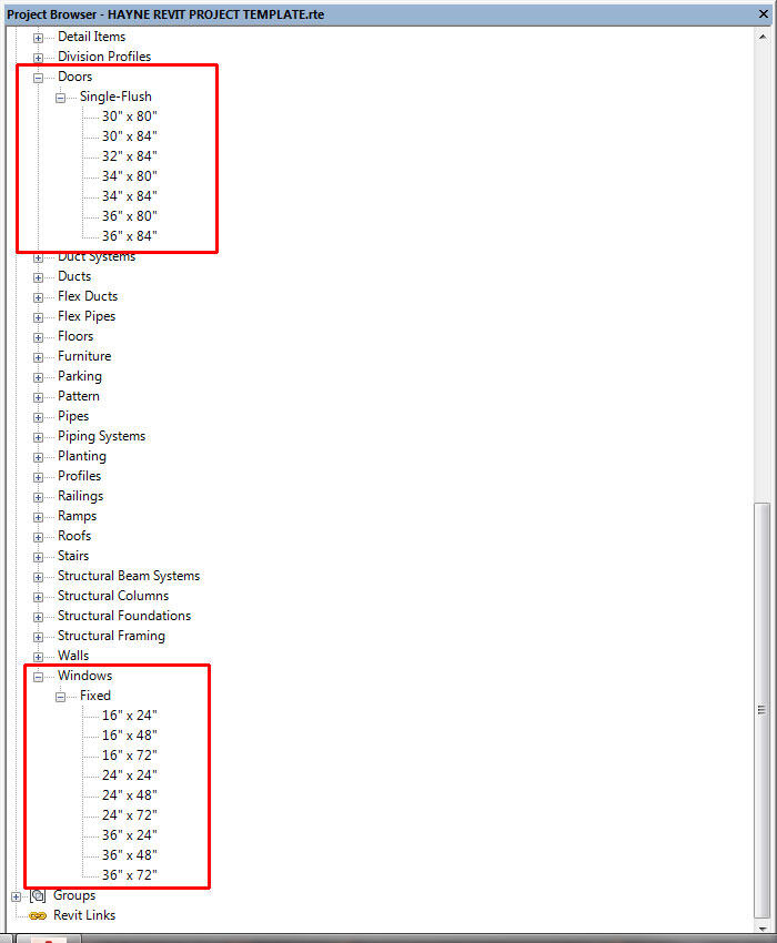 Hayne Architects | REVIT Best Practices: Setting up a Project Template Part 6 – Typical Doors ...